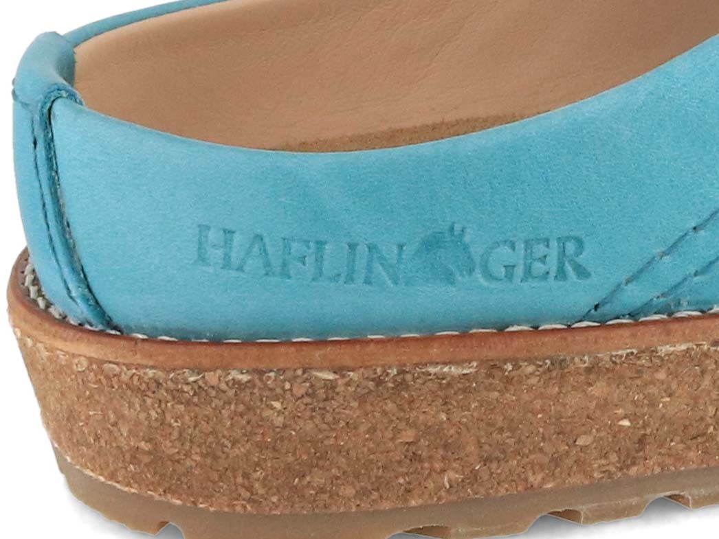 HAFLINGER Leder Clog Travel Classic, aqua